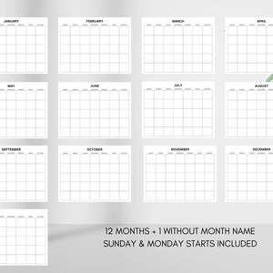 Printable Monthly Blank Planner, Undated Monthly Calendar, Simple ...