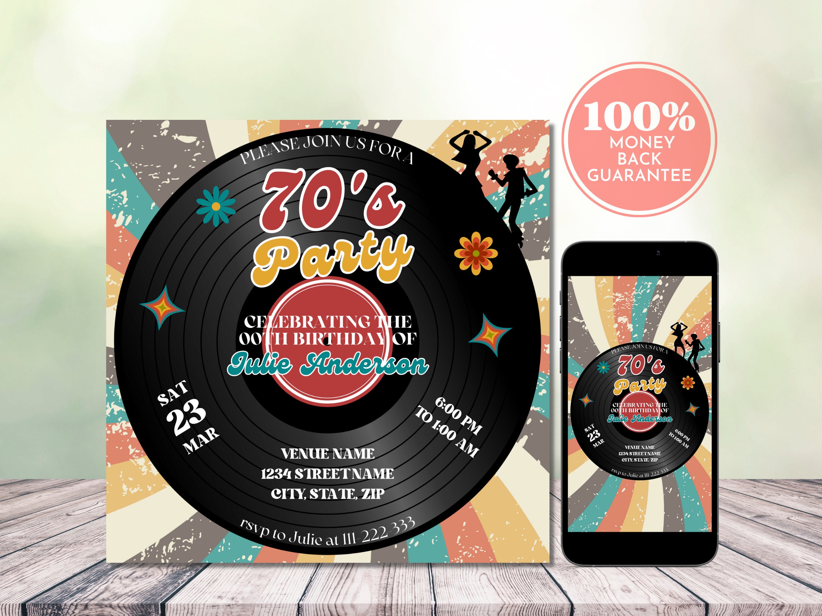 Vinyl Track 70s Party Invitation, 70s Birthday Party Invitation, 70's ...