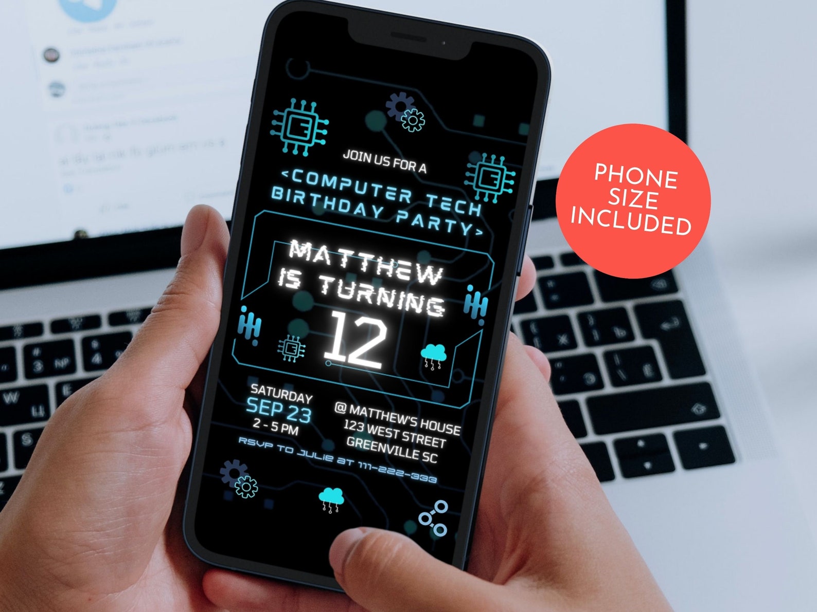 Editable Computer Birthday Invitation, Computer Tech Coding Programming ...