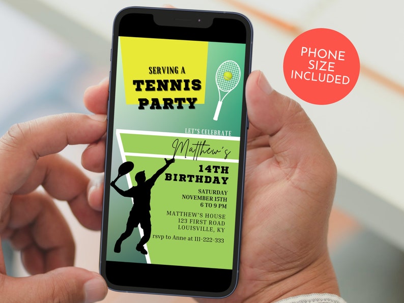 Tennis Birthday Invitation Tennis Player Birthday Party - Etsy