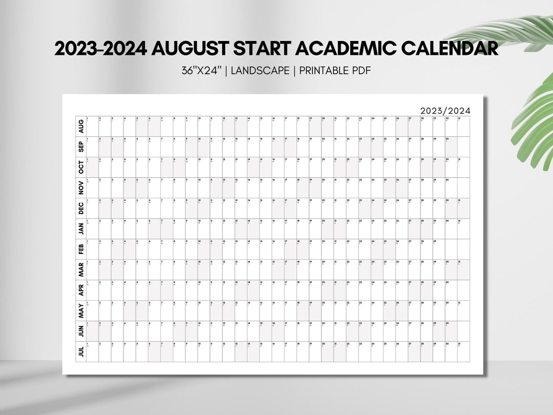 2023 2024 August Start Academic Wall Calendar Year at a - Etsy UK