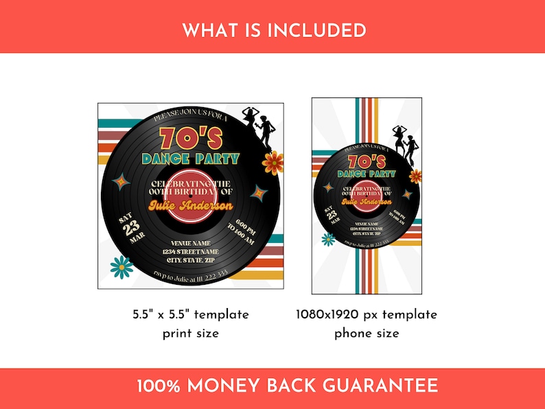 Vinyl Track 70s Party Invitation, 70s Birthday Party Invitation, 70's ...