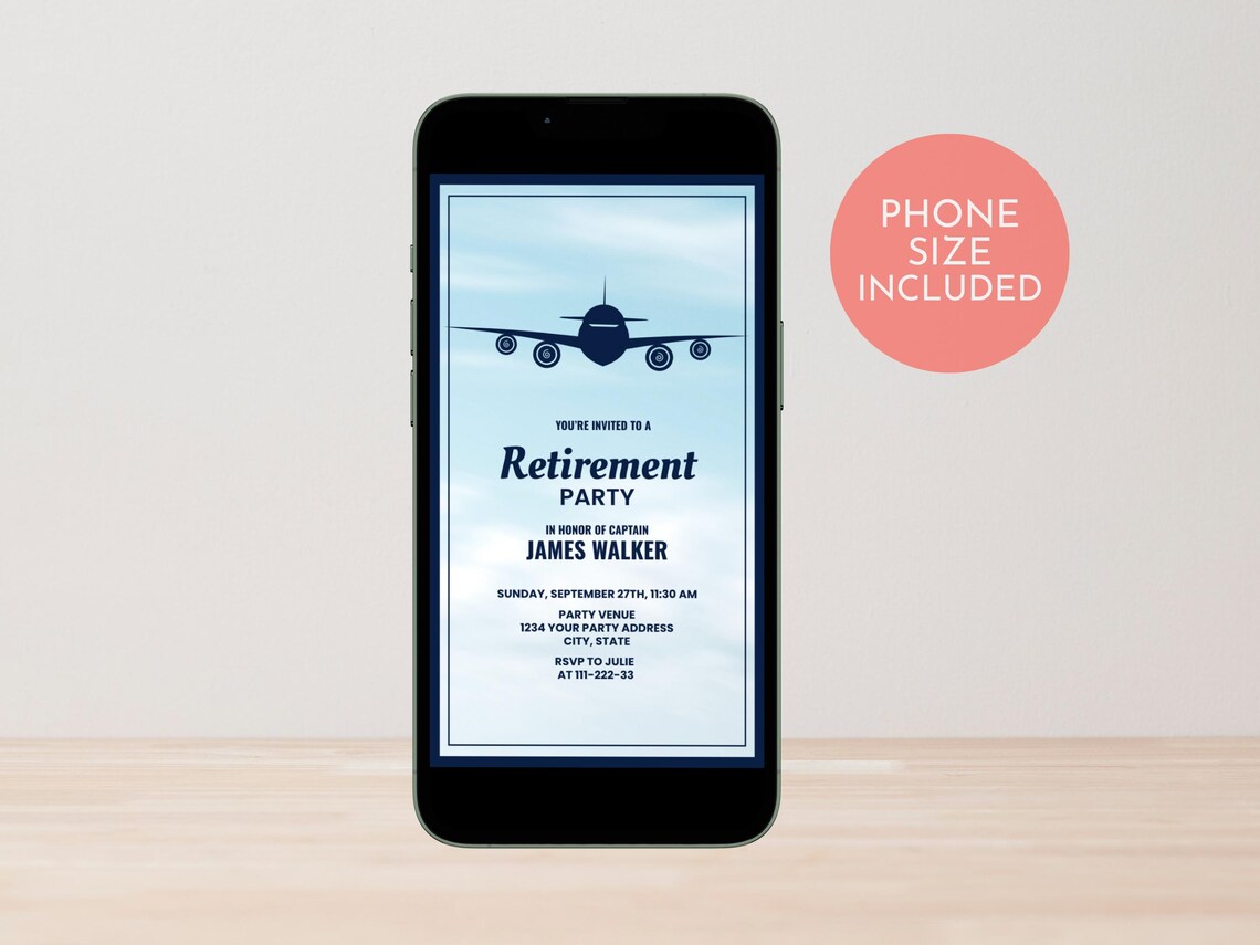 Pilot Retirement Party Invitation: Airplane Aviation Theme (digital ...