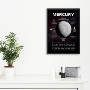 Planet Mercury Poster, Classroom Wall Art, Educational Poster, Space ...