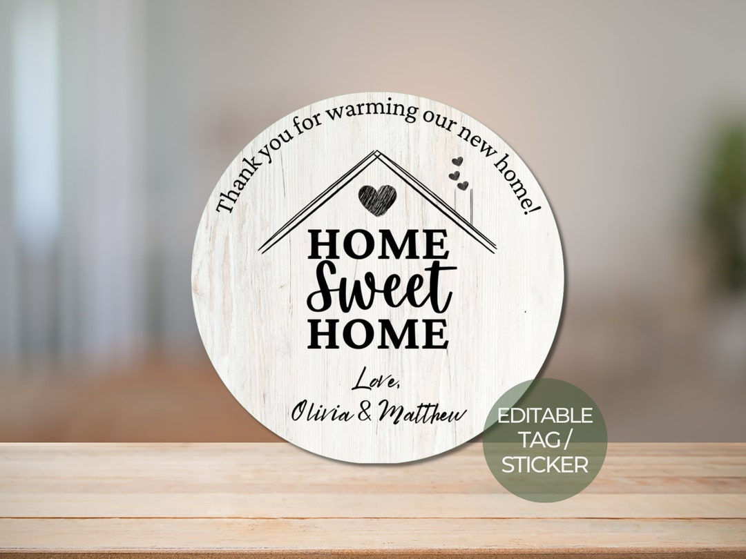 Editable Housewarming Party Round Thank You Tag / Sticker ...