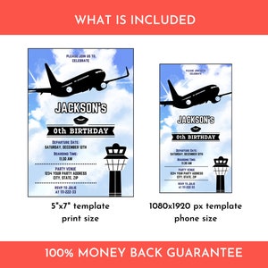Aviation Themed Invitation, Airliner Airplane Aviation Event Editable ...