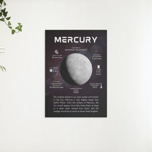 Planet Mercury Poster, Classroom Wall Art, Educational Poster, Space ...