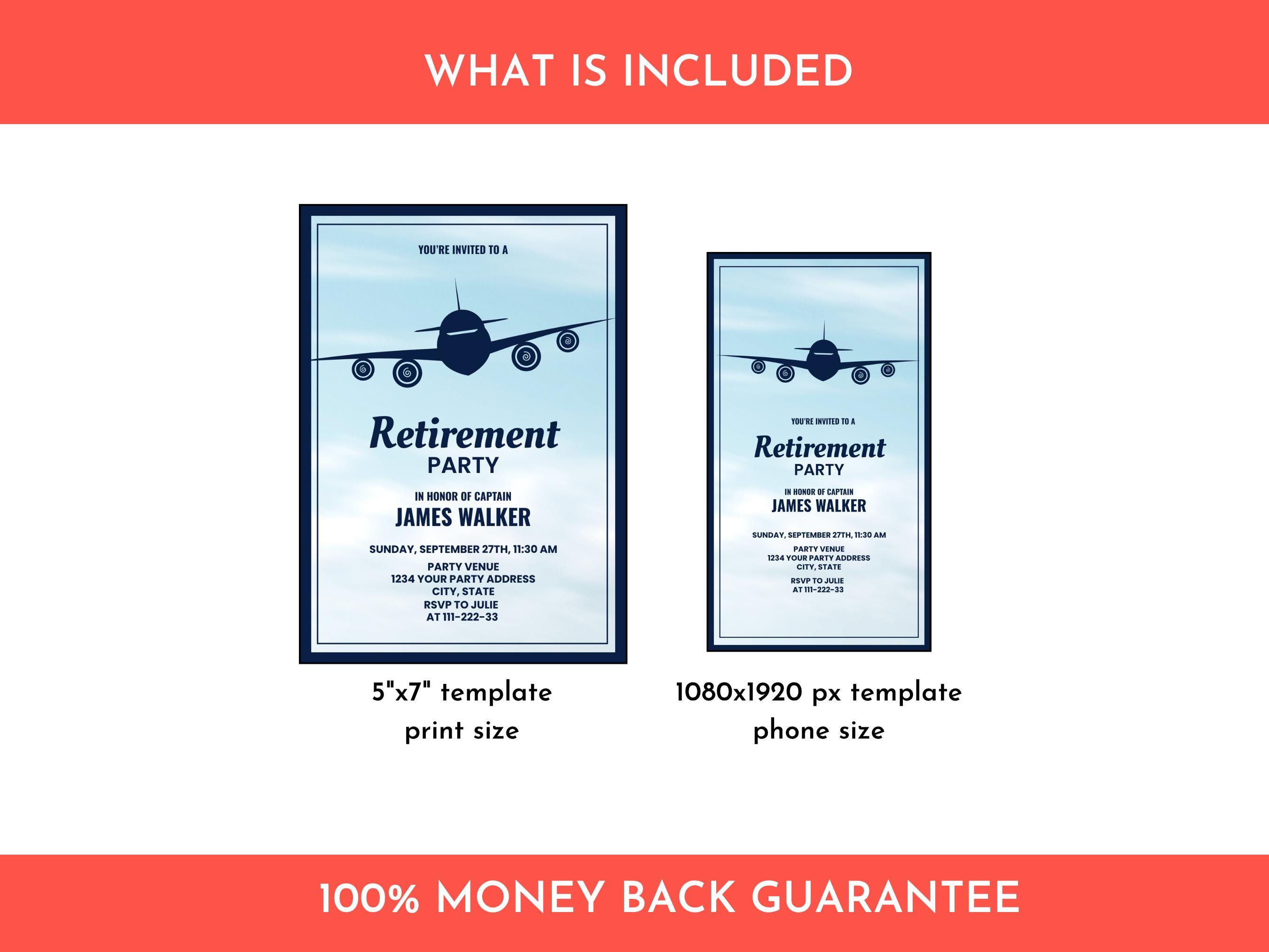 Pilot Retirement Party Invitation: Airplane Aviation Theme (digital ...