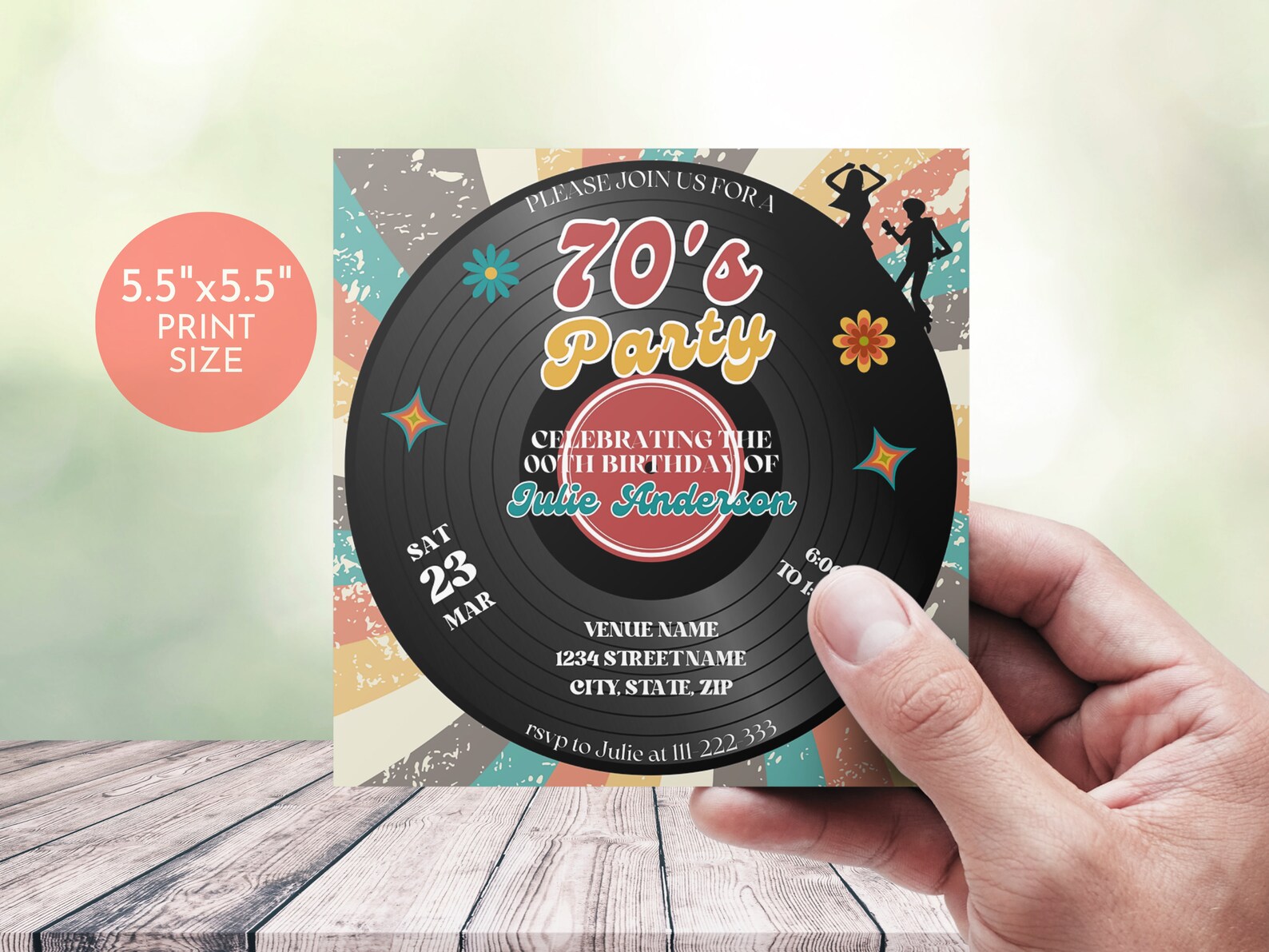 70s Vinyl Record Party Invitation: Retro Disco Theme (editable Digital ...