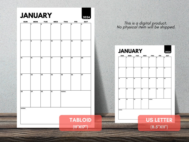 2024 Calendar Printable 2024 Monthly Calendar Vertical 2024 - Etsy UK