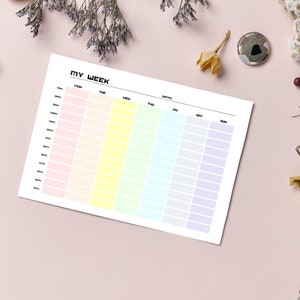 Rainbow Weekly Schedule, Printable My Week Planner One Hour Increments ...