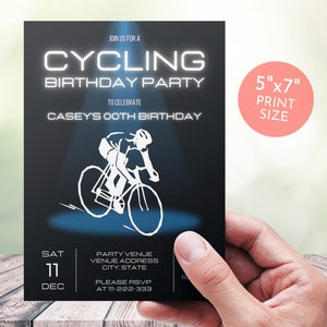 Cycling Birthday Party Invitation: Editable Bike Theme (digital ...