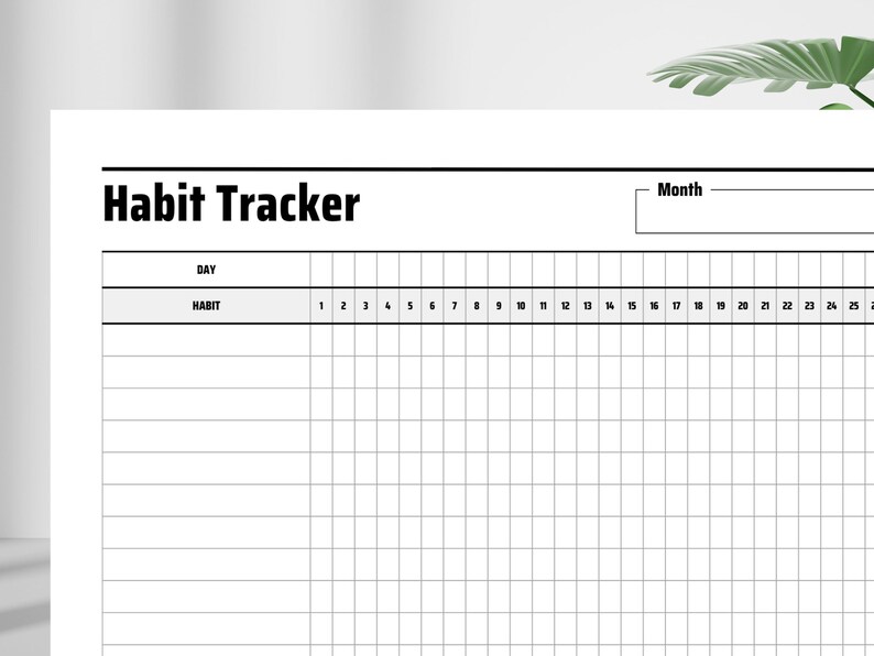 Monthly Habit Tracker, Printable 31 Days Routine Tracker, Goal Planner ...