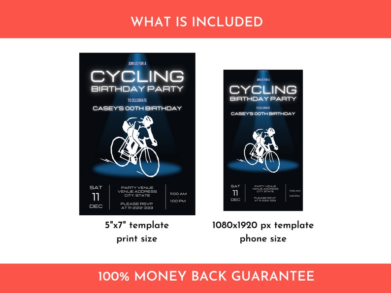 Cycling Birthday Party Invitation: Bike Theme (editable Digital ...