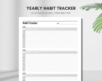 Yearly Habit Tracker Printable Template to Track Habits and Goals ...