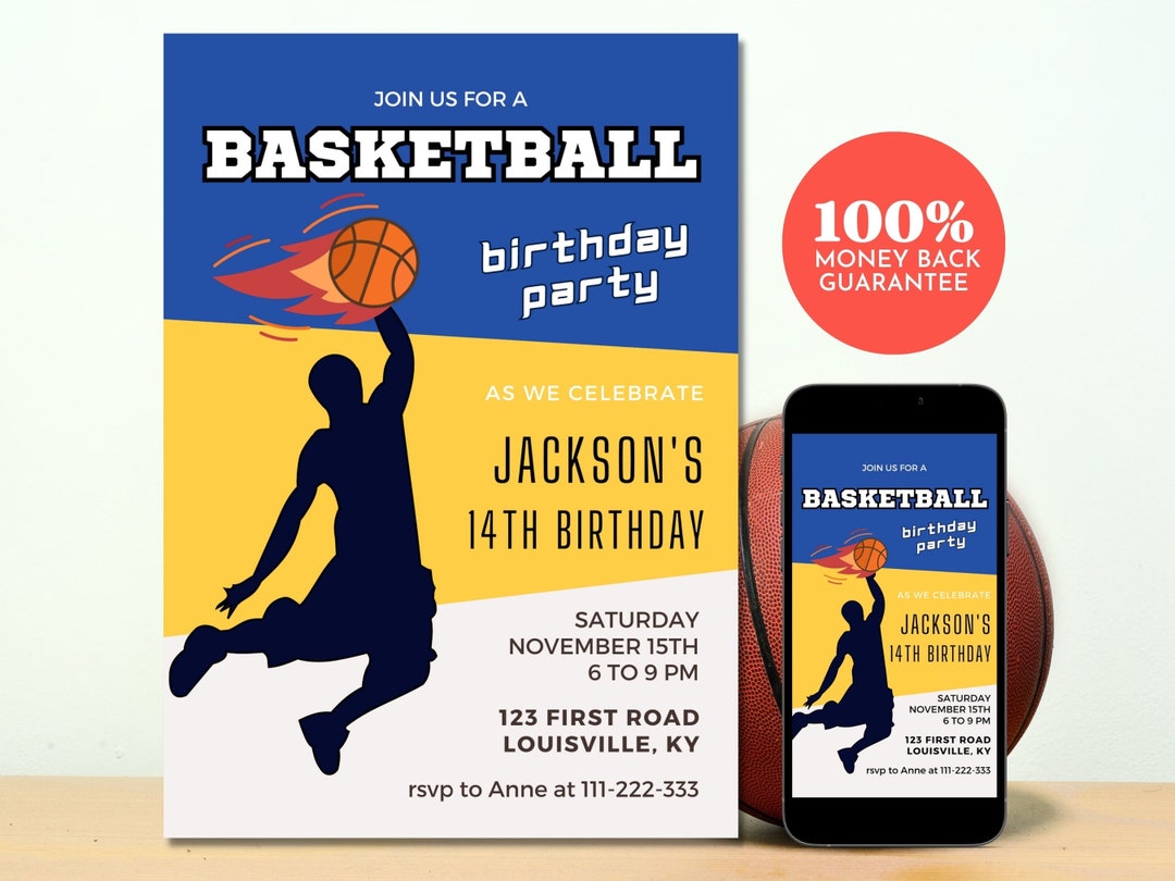Basketball Birthday Invitation Basketball Player Birthday Party Invite ...