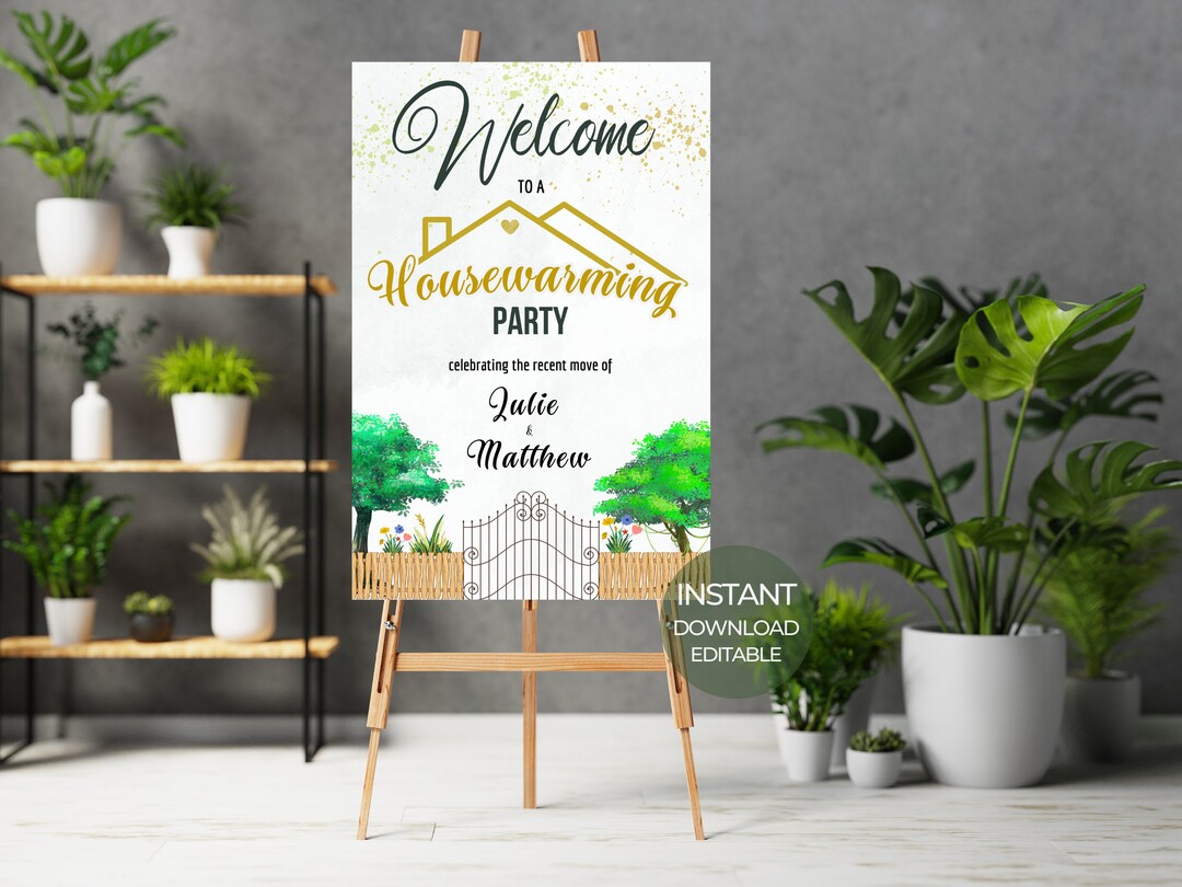 Housewarming Party Welcome Sign | Cottage Garden Gate, Fence Flowers ...