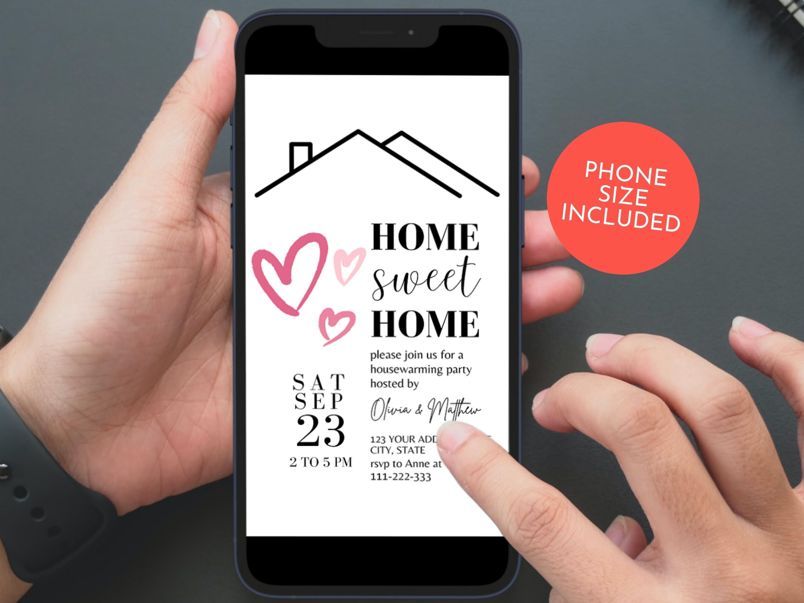 Modern Housewarming Party Invitation Black & White With Pink - Etsy