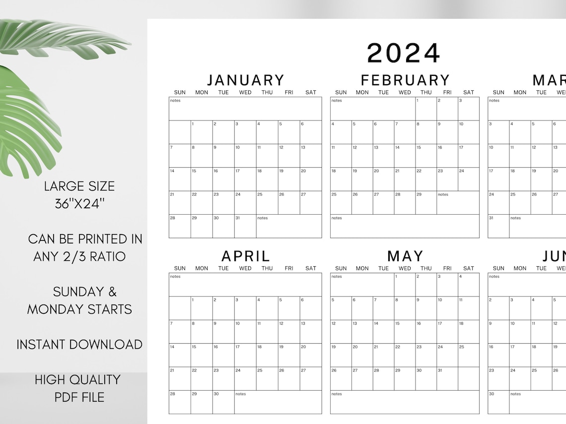 Large 2024 Wall Calendar, Year at a Glance 2024 Calendar, Giant 2024 ...