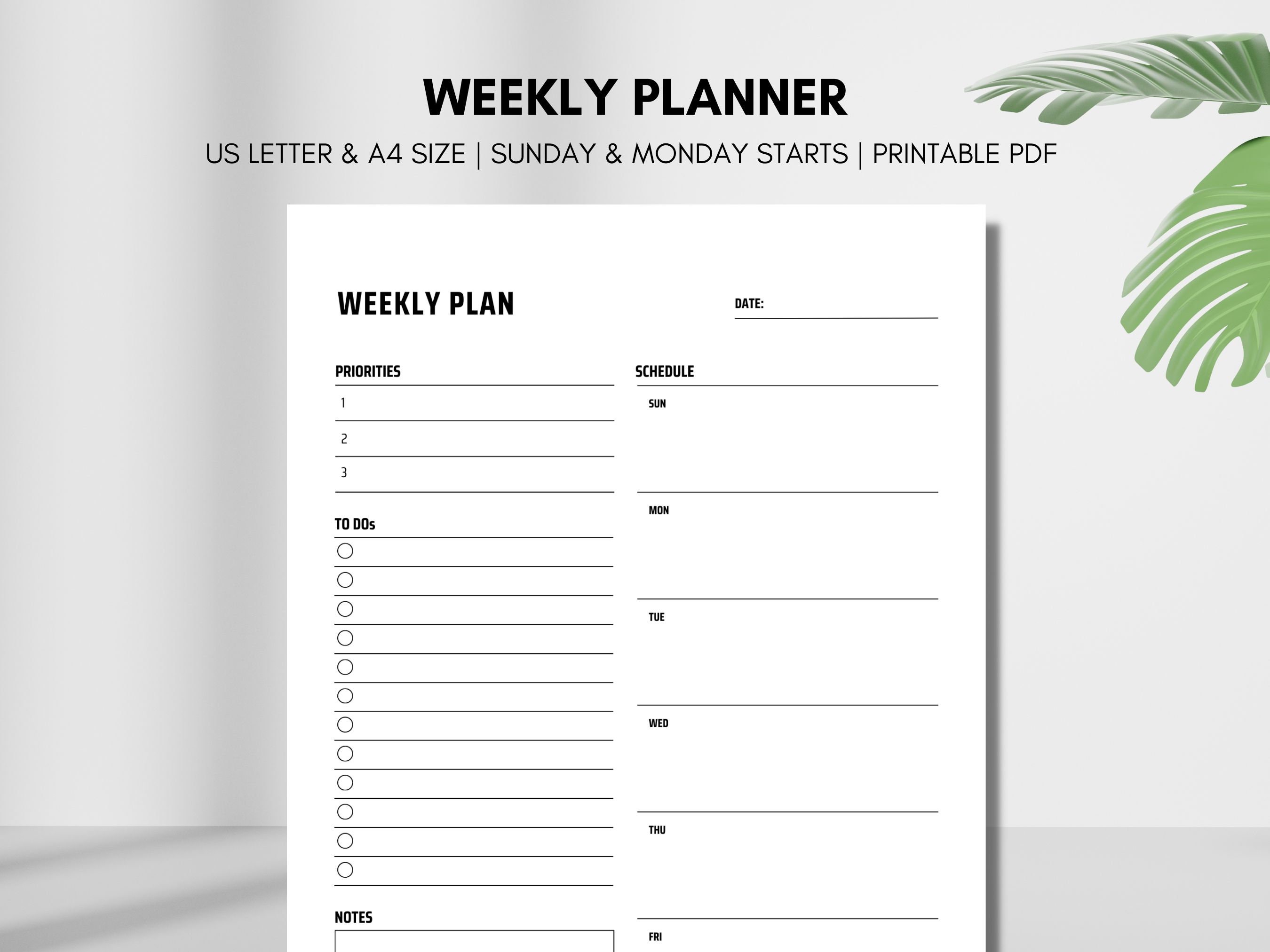 Weekly Planner, Printable Weekly Organizer, Productivity Planner ...
