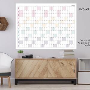 2025 Year at a Glance Calendar, Large Horizontal Colorful 2025 Calendar ...