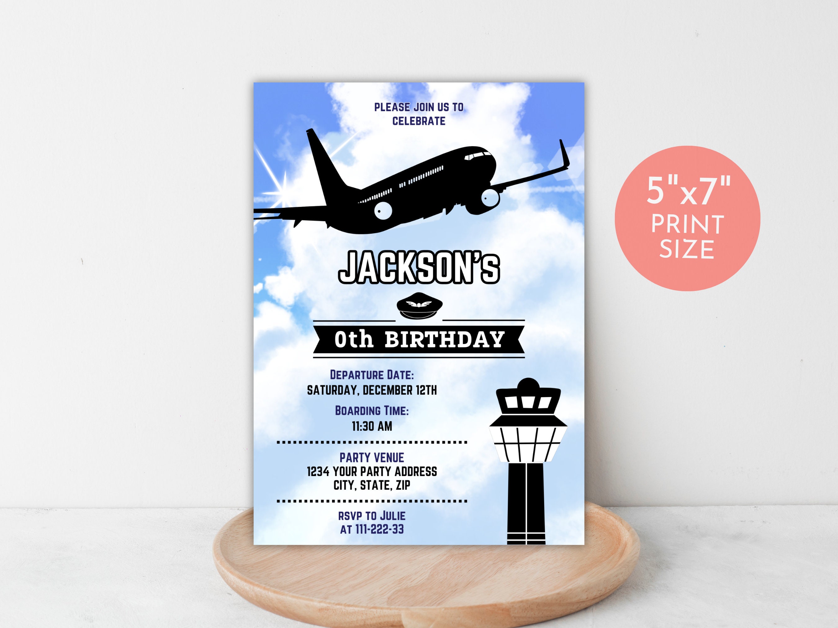 Aviation Themed Invitation, Airliner Airplane Aviation Event Editable ...