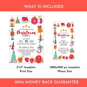 Christmas Party Invitation Digital Template, Christmas Invite, Colorful ...