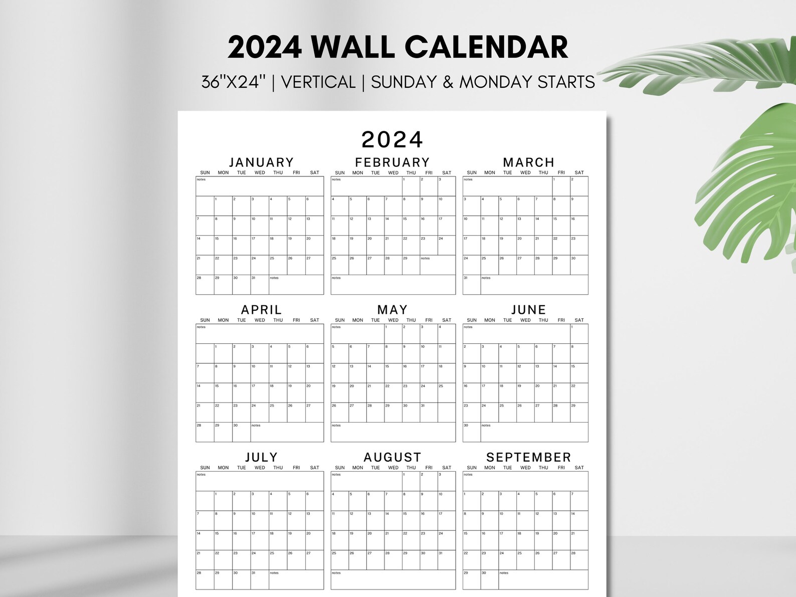 Large 2024 Wall Calendar, Year at a Glance 2024 Calendar, Giant 2024 ...