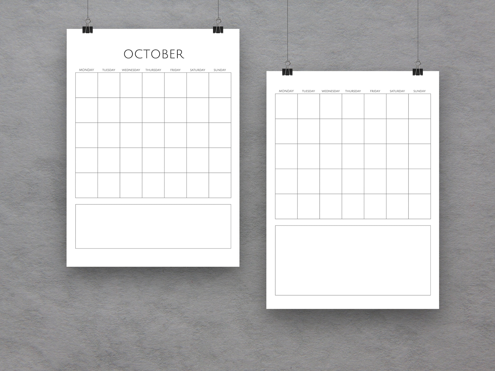Printable Monthly Blank Calendar Simple Design Portrait - Etsy
