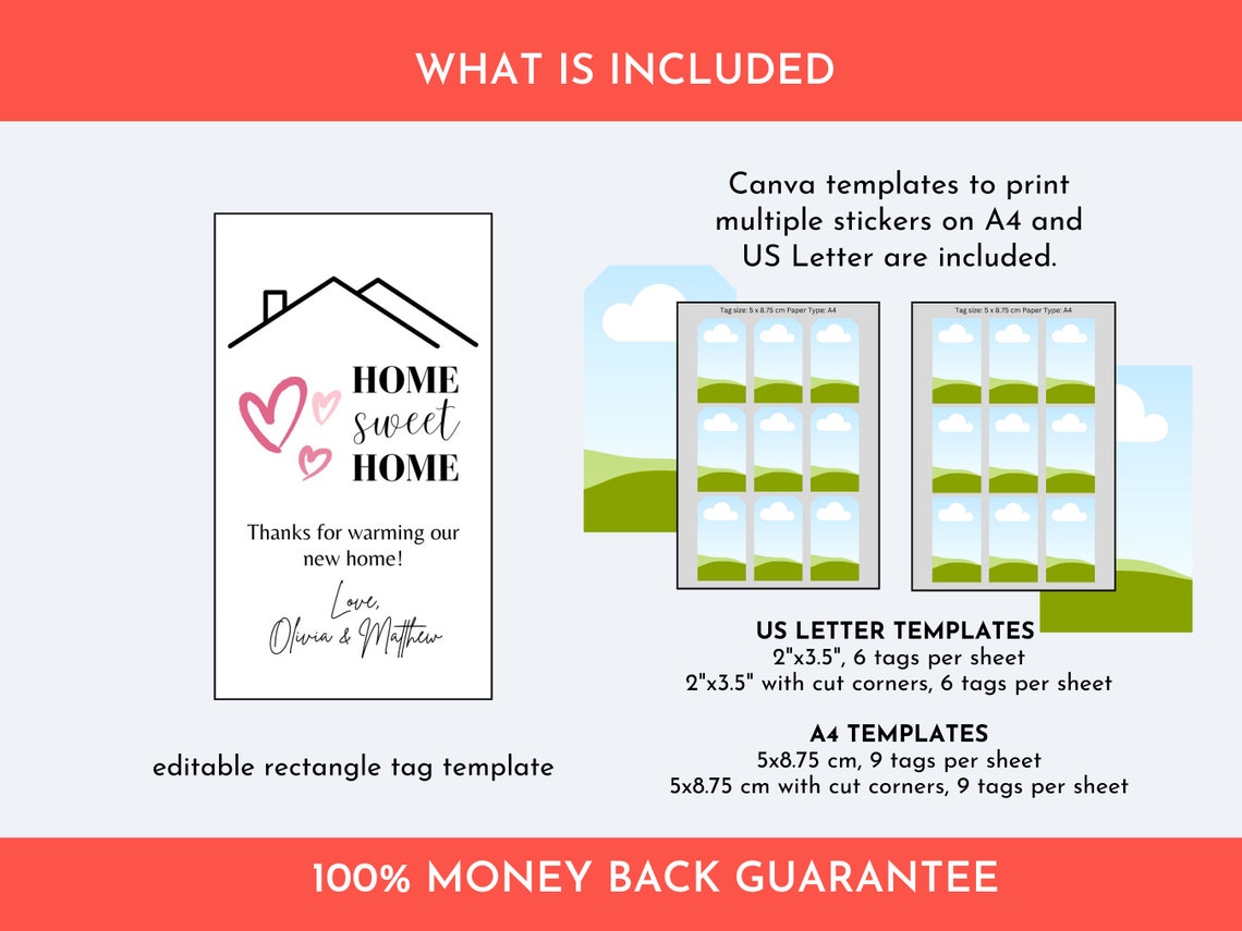 Editable Housewarming Party Thank You Tag Home Sweet Home Printable ...