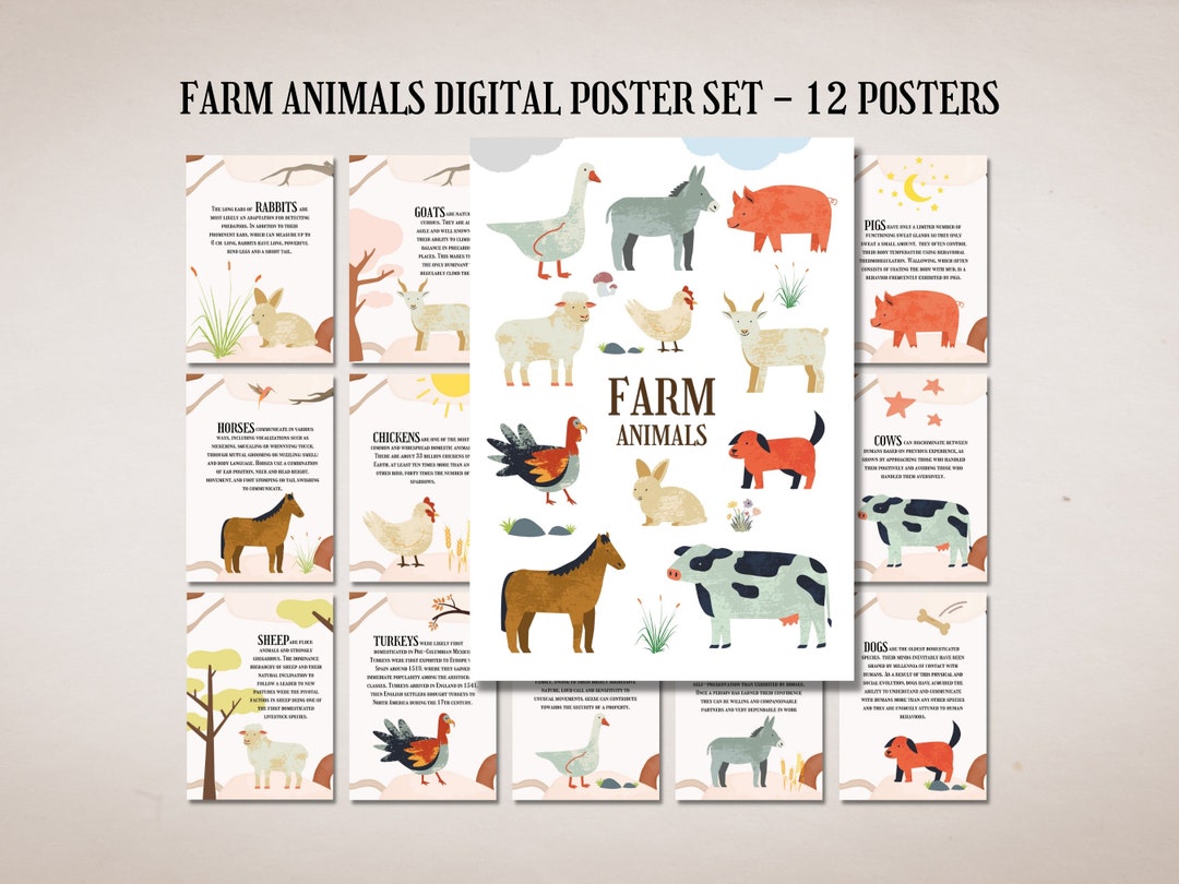 Farm Animals Poster Set, Agriculture Printable Classroom Posters ...