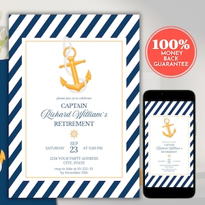 Nautical Navy Retirement Invitation - Etsy