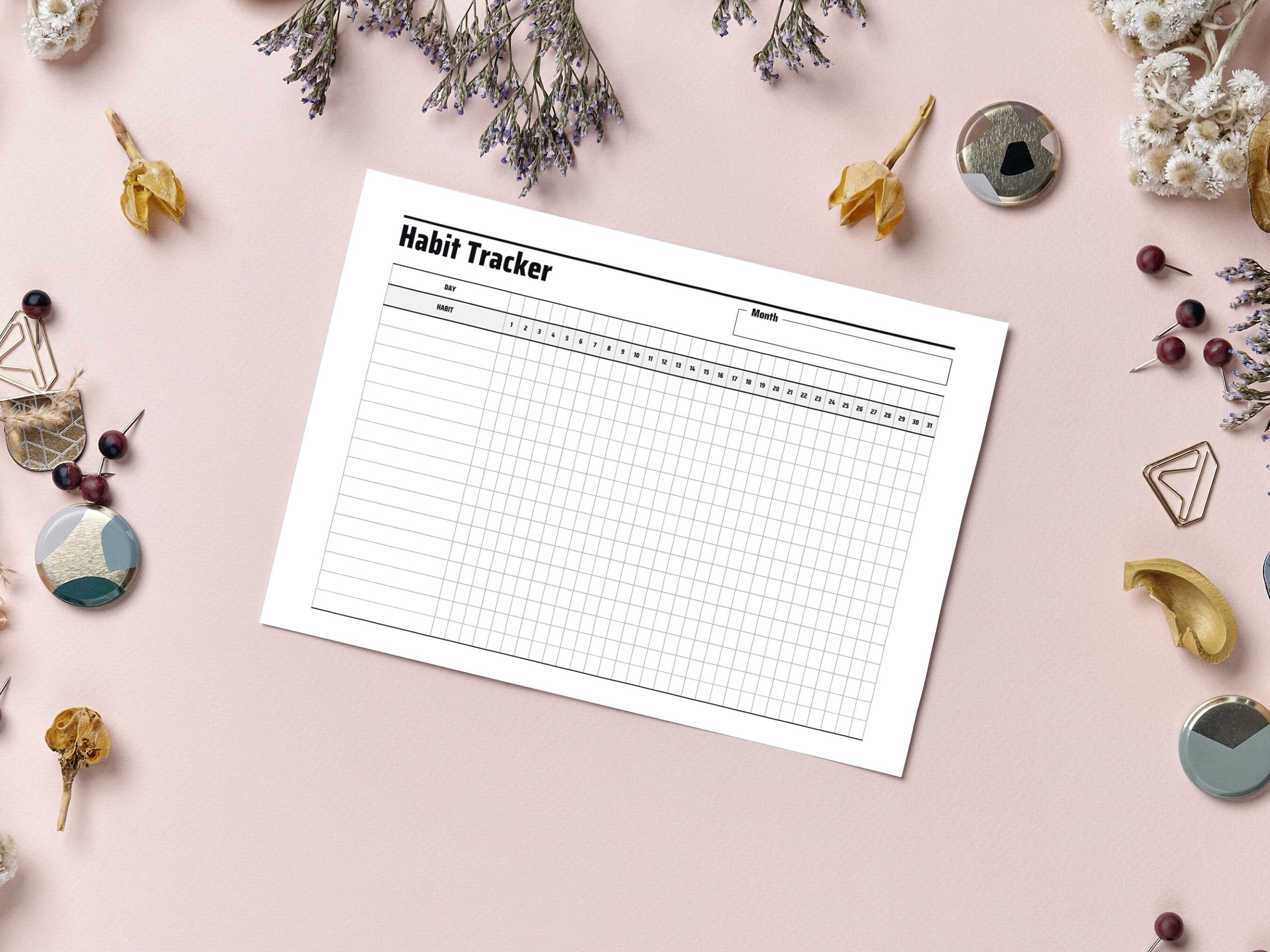 Monthly Habit Tracker, Printable 31 Days Routine Tracker, Goal Planner ...