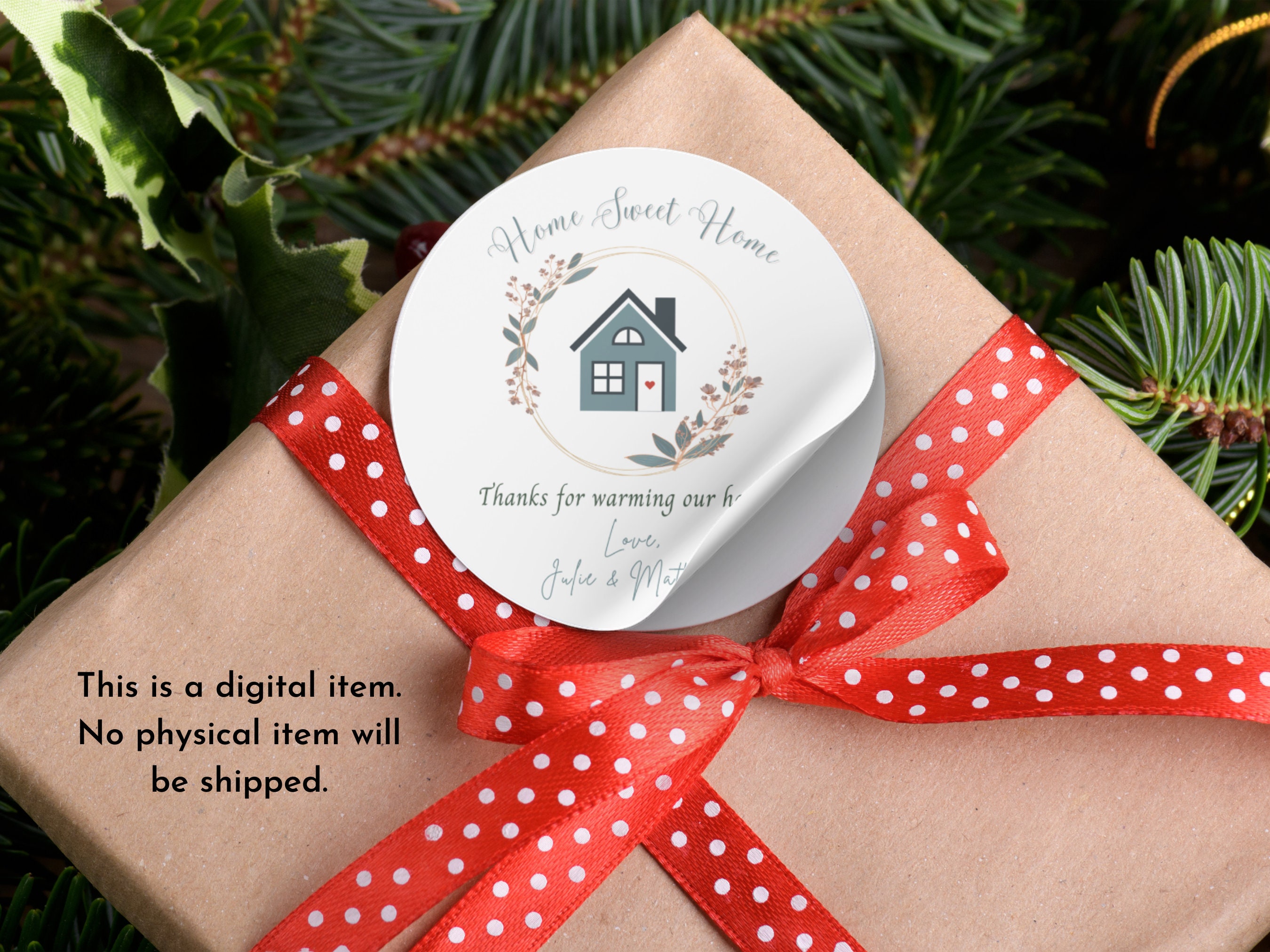Editable Housewarming Party Favor Tag: Round Circle Sticker (digital ...