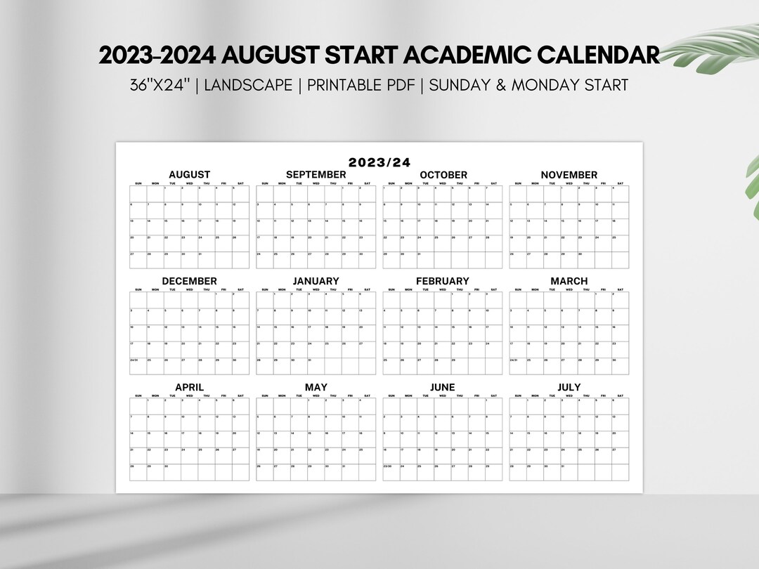 2023 2024 August Start Academic Wall Calendar Year at a Glance Calendar ...