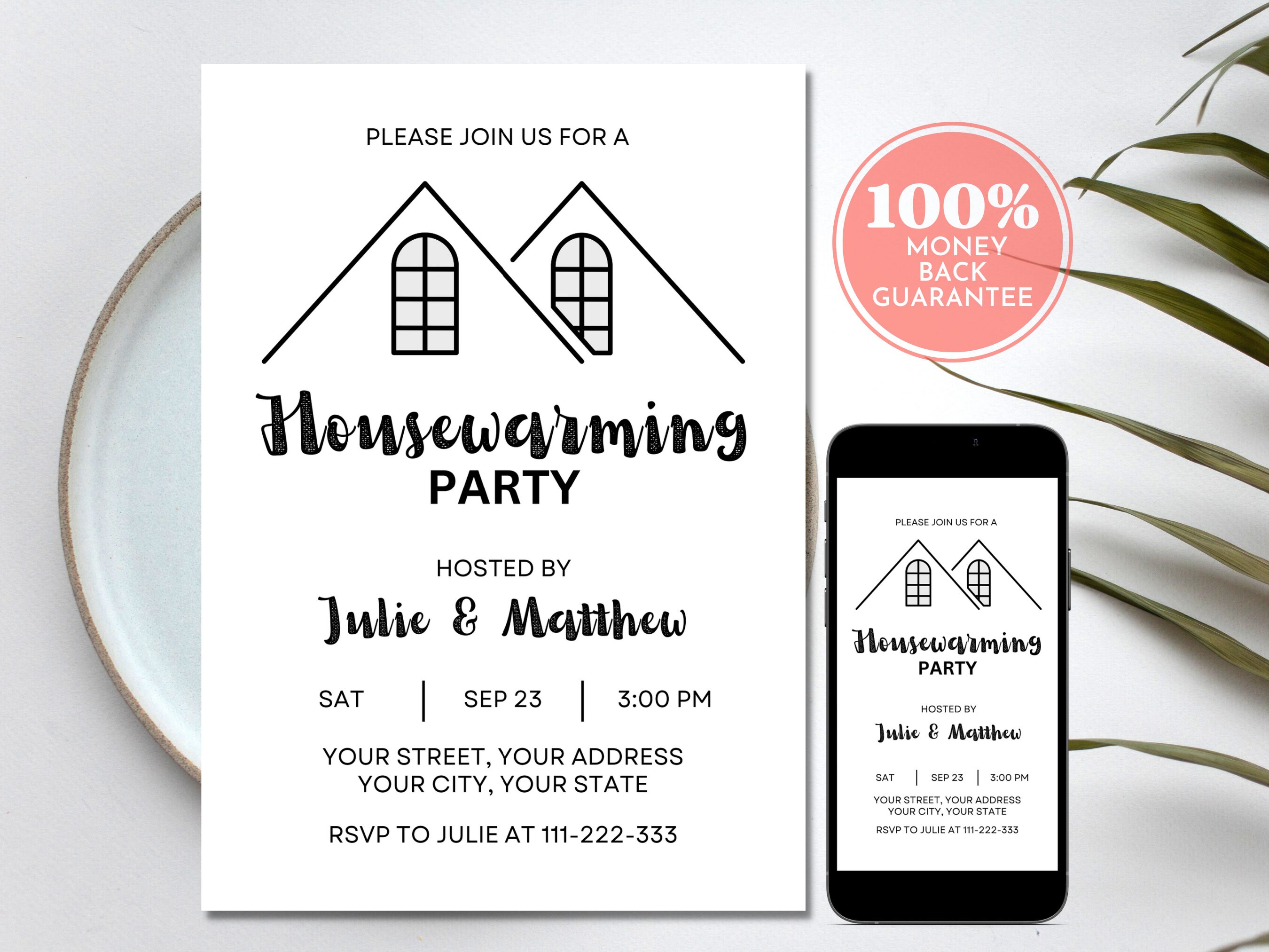 Editable Housewarming Invitation Modern Minimalist Digital - Etsy