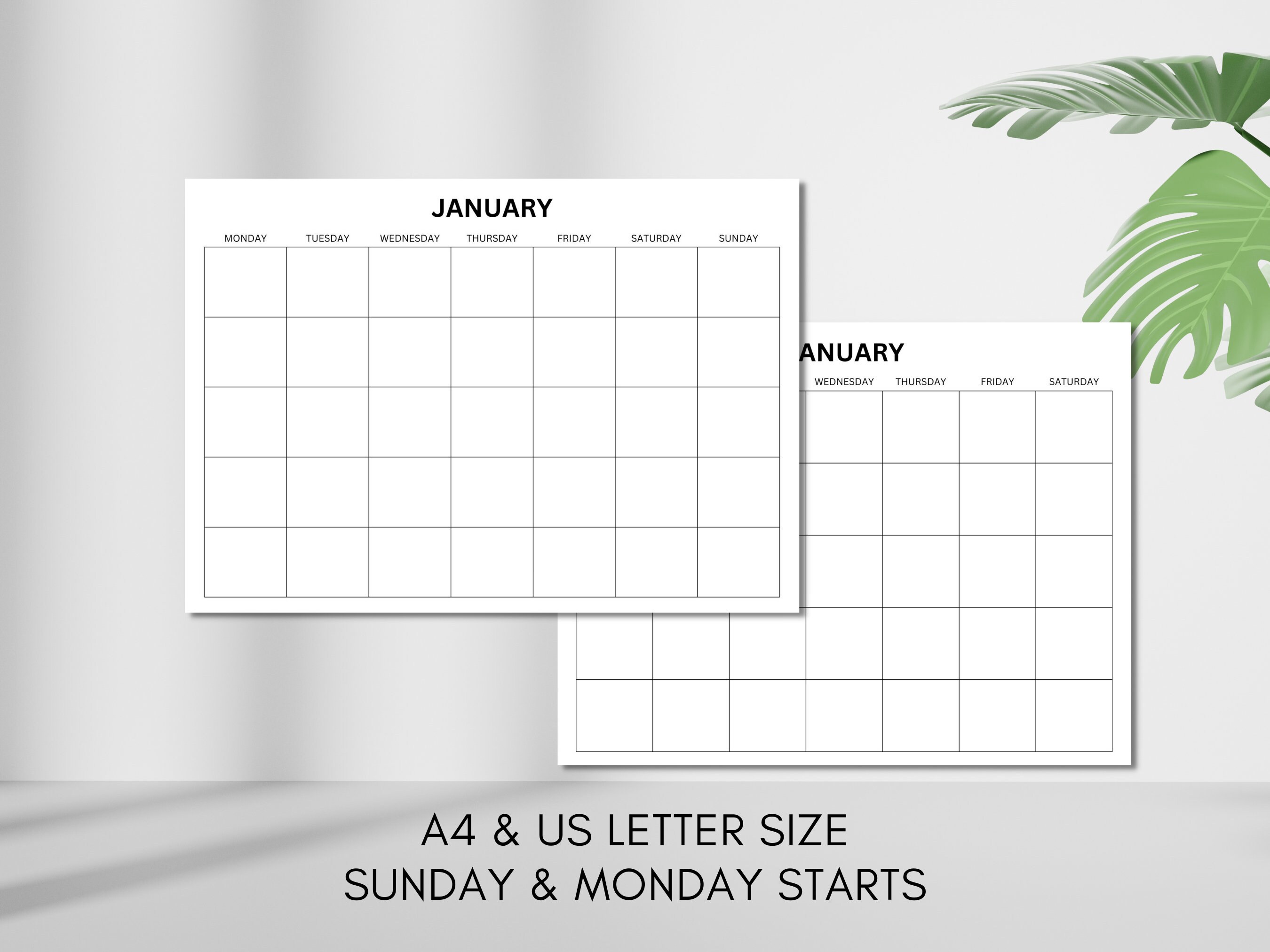 Printable Monthly Blank Planner, Undated Monthly Calendar, Simple ...