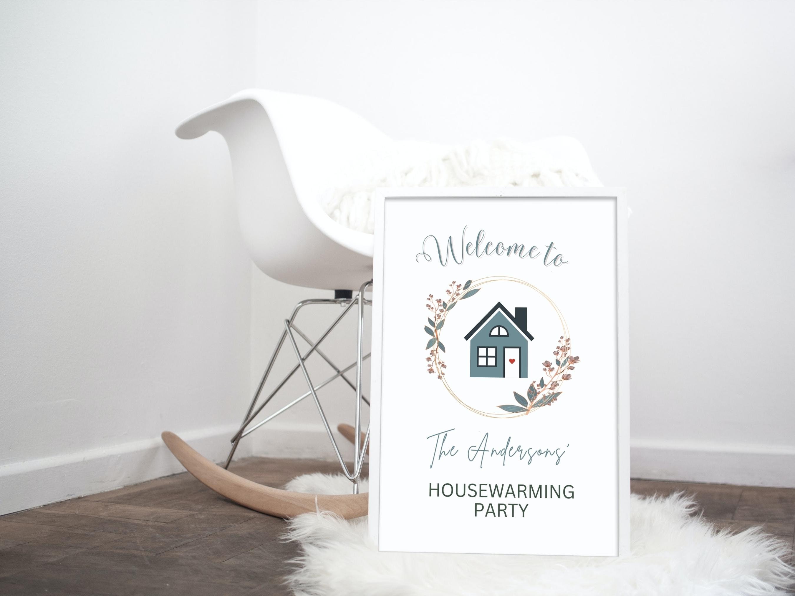 Housewarming Party Welcome Sign, Pastel Blue Floral Welcome Sign ...