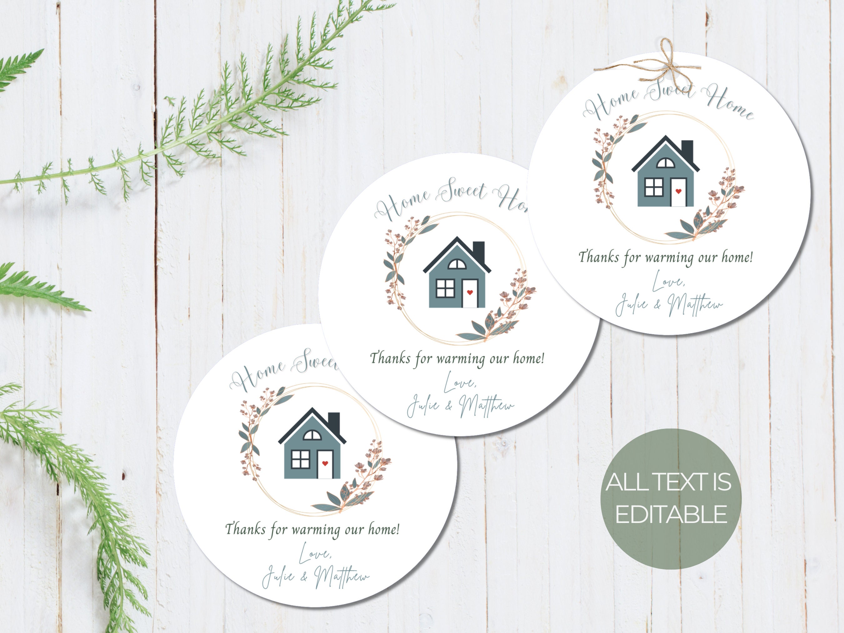 Editable Housewarming Party Favor Tag: Round Circle Sticker (digital ...