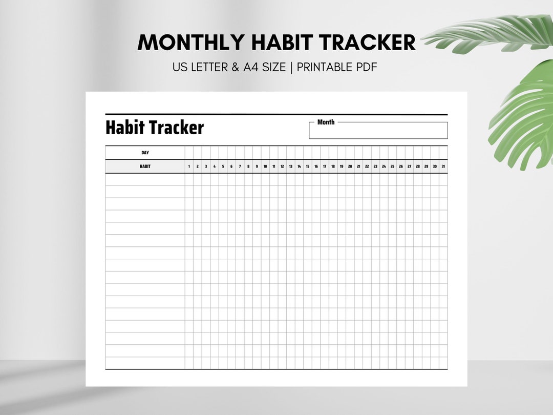 Monthly Habit Tracker, Printable 31 Days Routine Tracker, Goal Planner ...
