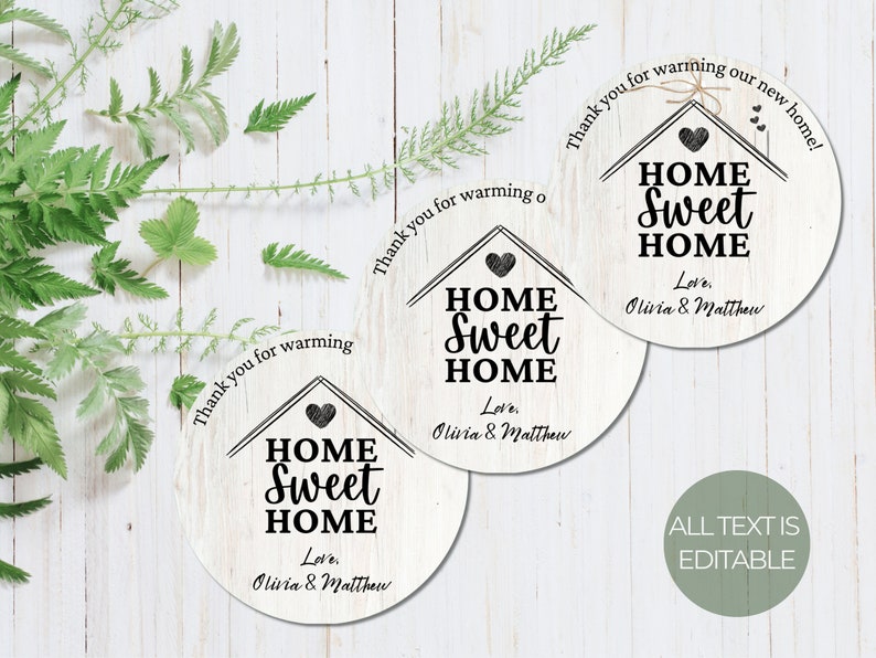 Editable Housewarming Thank You Tag: Round Favor Sticker (digital ...