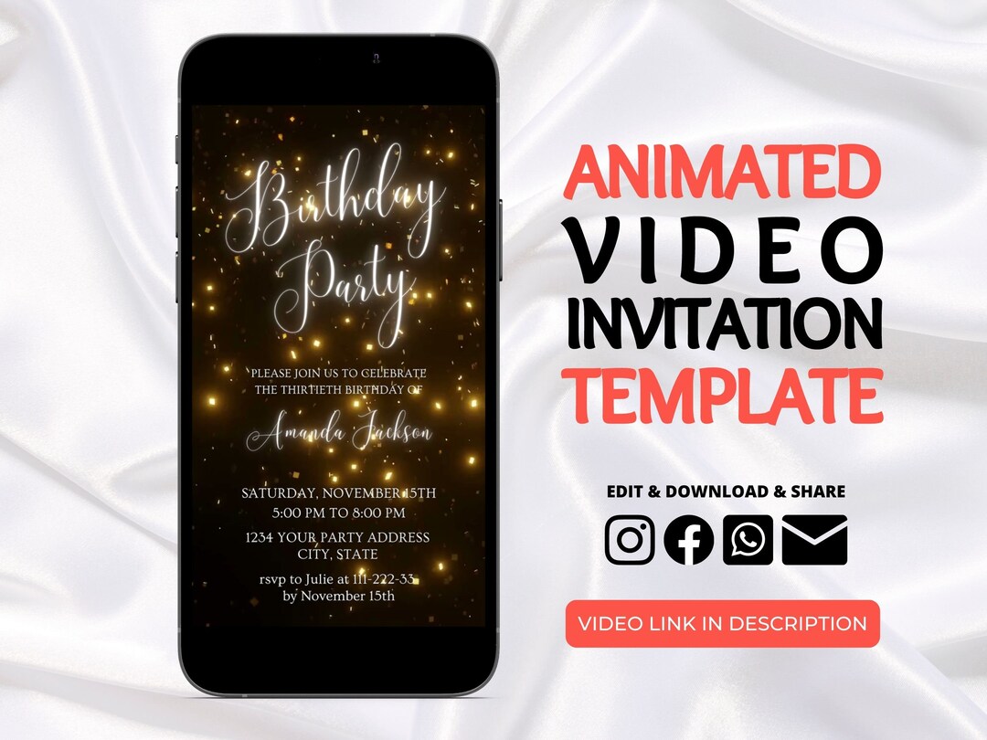 Animated Birthday Invitation Video Birthday Party Invite - Etsy
