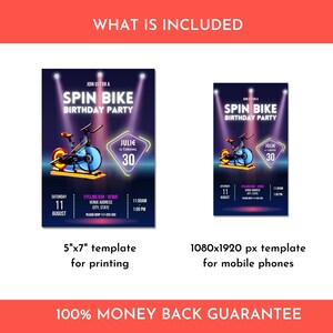 Spin Bike Birthday Invitation, Cycle Bar Birthday Party Invite, Cycling ...