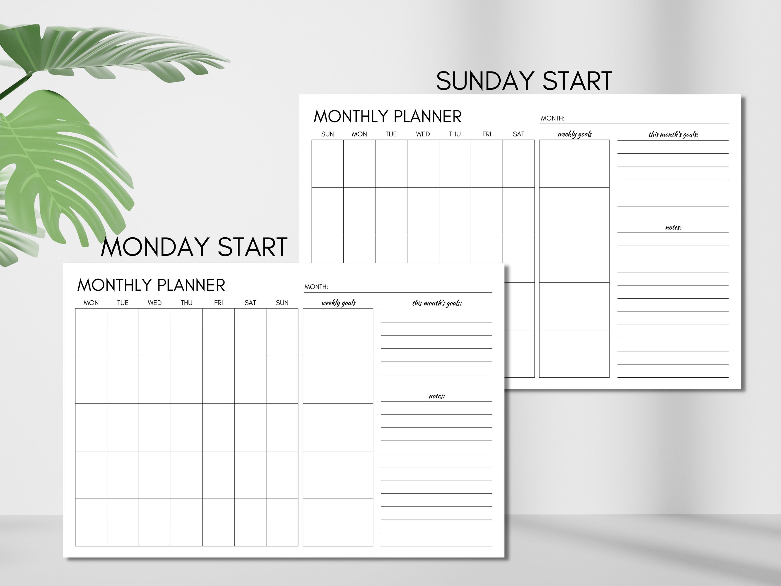 Blank Monthly Planner, Printable Large Month Planner, Undated Calendar ...