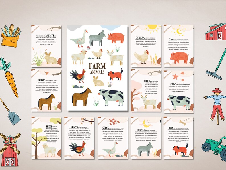 Farm Animals Poster Set, Agriculture Printable Classroom Posters ...