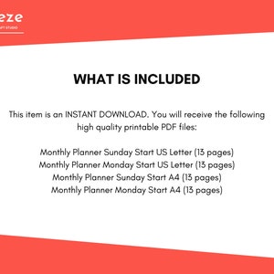 Printable Monthly Blank Planner, Undated Monthly Calendar, Simple ...