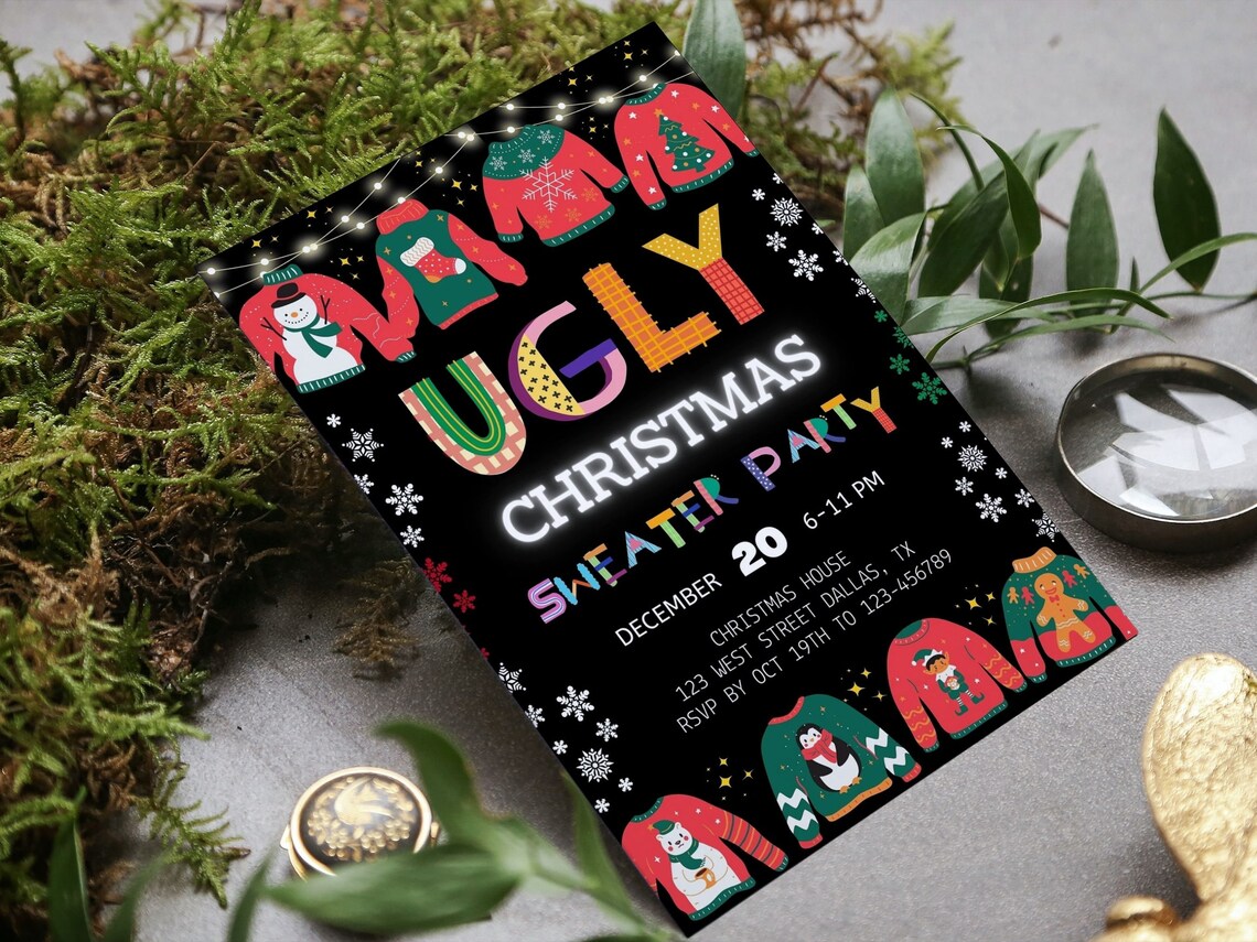 Ugly Sweater Christmas Party Invitation Digital Template - Etsy