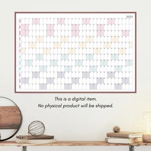 2025 Year at a Glance Calendar, Large Horizontal Colorful 2025 Calendar ...