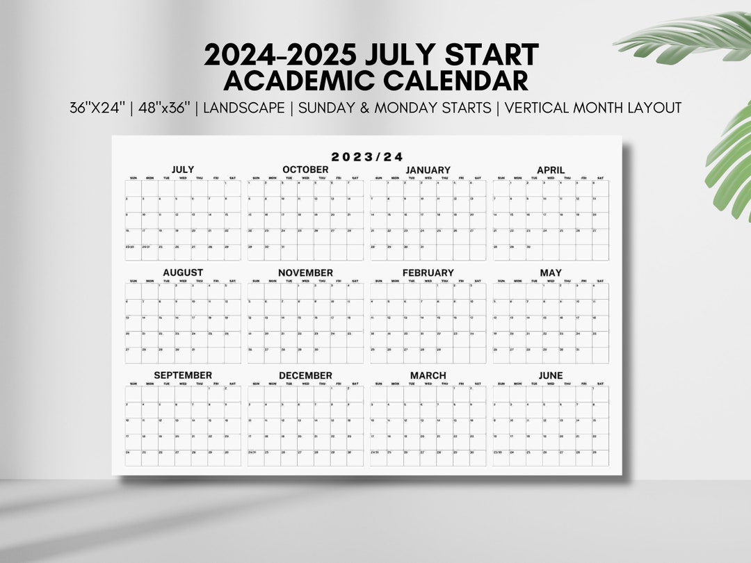 2024 2025 July Start Academic Wall Calendar Year at a Glance Calendar ...