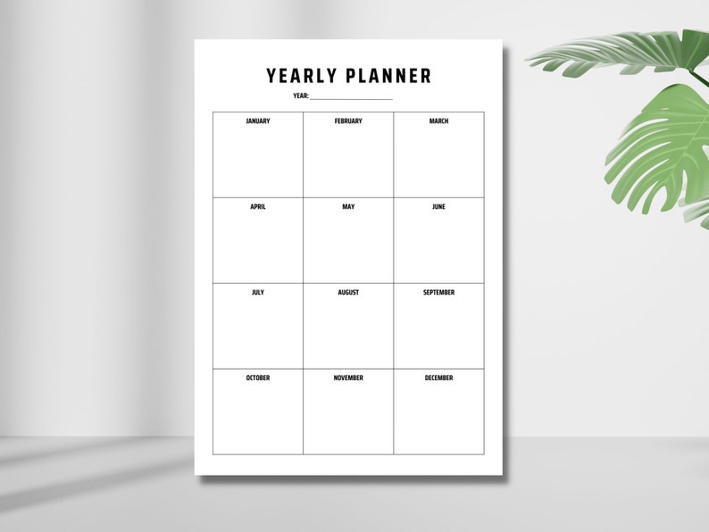 Yearly Planner Printable Yearly Organizer One Page Year at a - Etsy